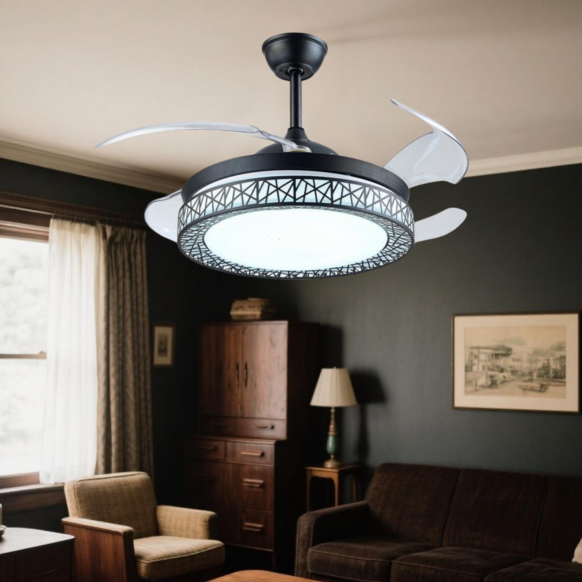 Wrought Studio™ 42-inch Bird's Nest Tri-color Changing Fan Pendant ...