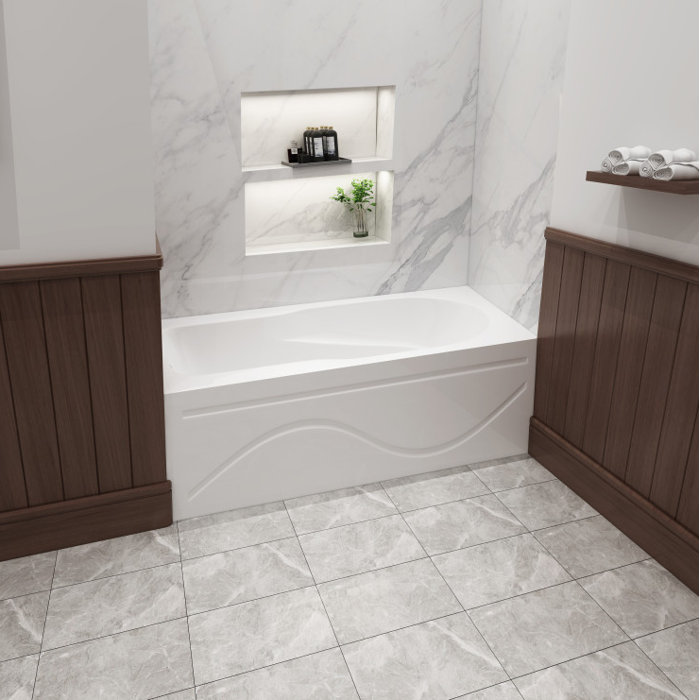 Kingston Brass Aqua Eden 60-Inch Acrylic Rectangular 3-Wall Alcove Tub ...