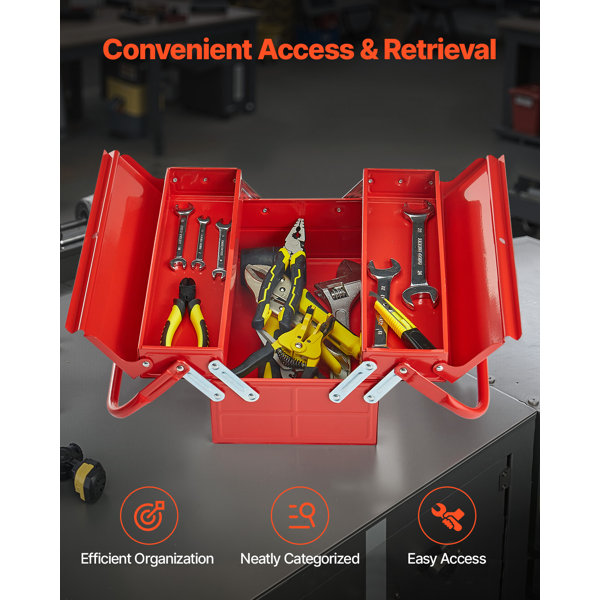 WFX Utility™ Tool Box 14-inch 2-Tier 3-Tray Folding Cantilever Toolbox ...