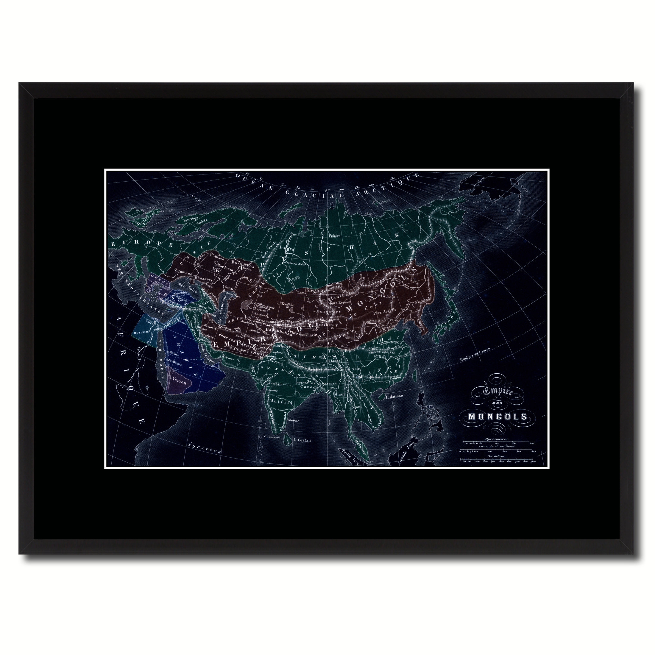17 Stories Mongolian Empire Asia Vivid Map Print On Canvas With Frame ...