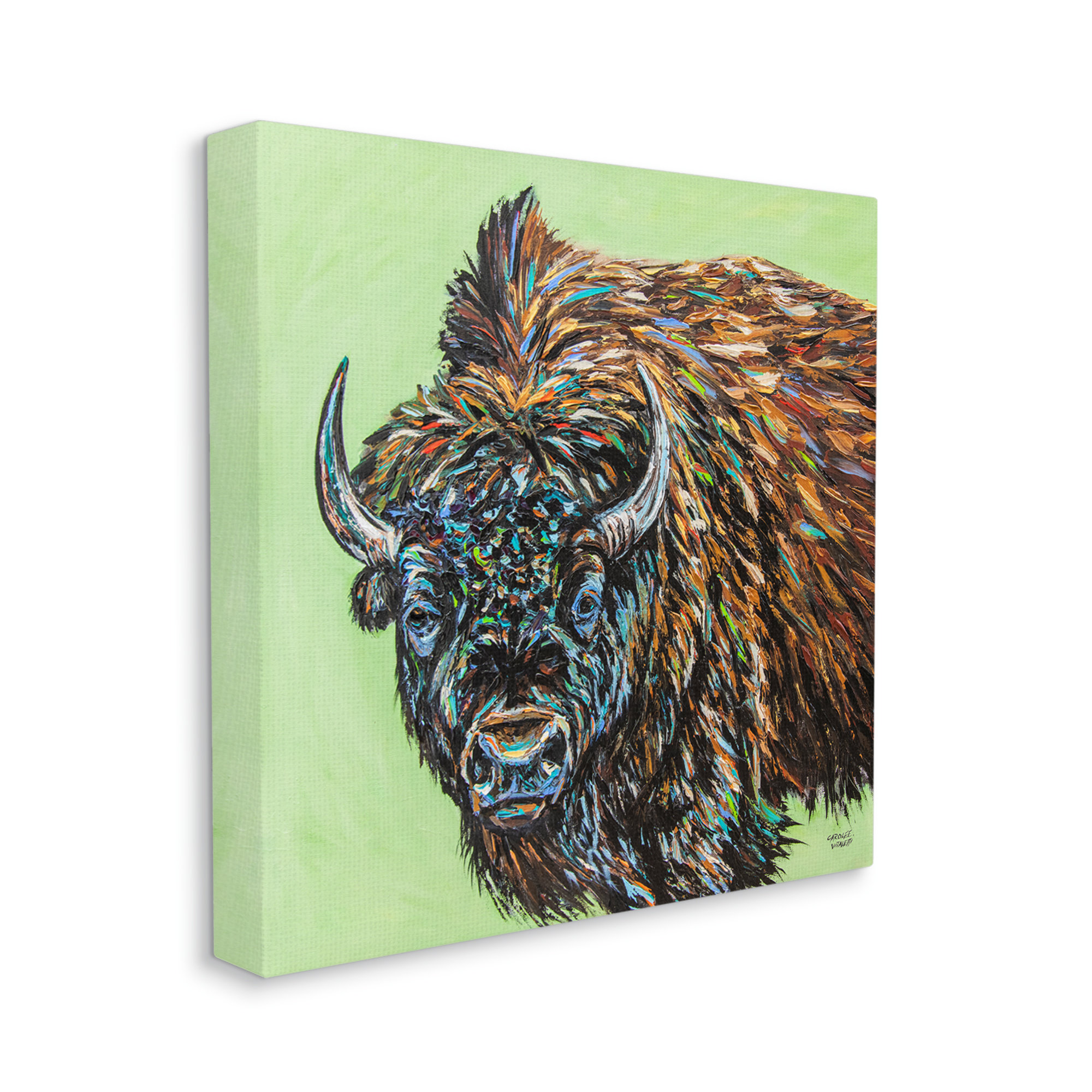 Union Rustic Abstract Bison Painting by Carolee Vitaletti - Wrapped ...