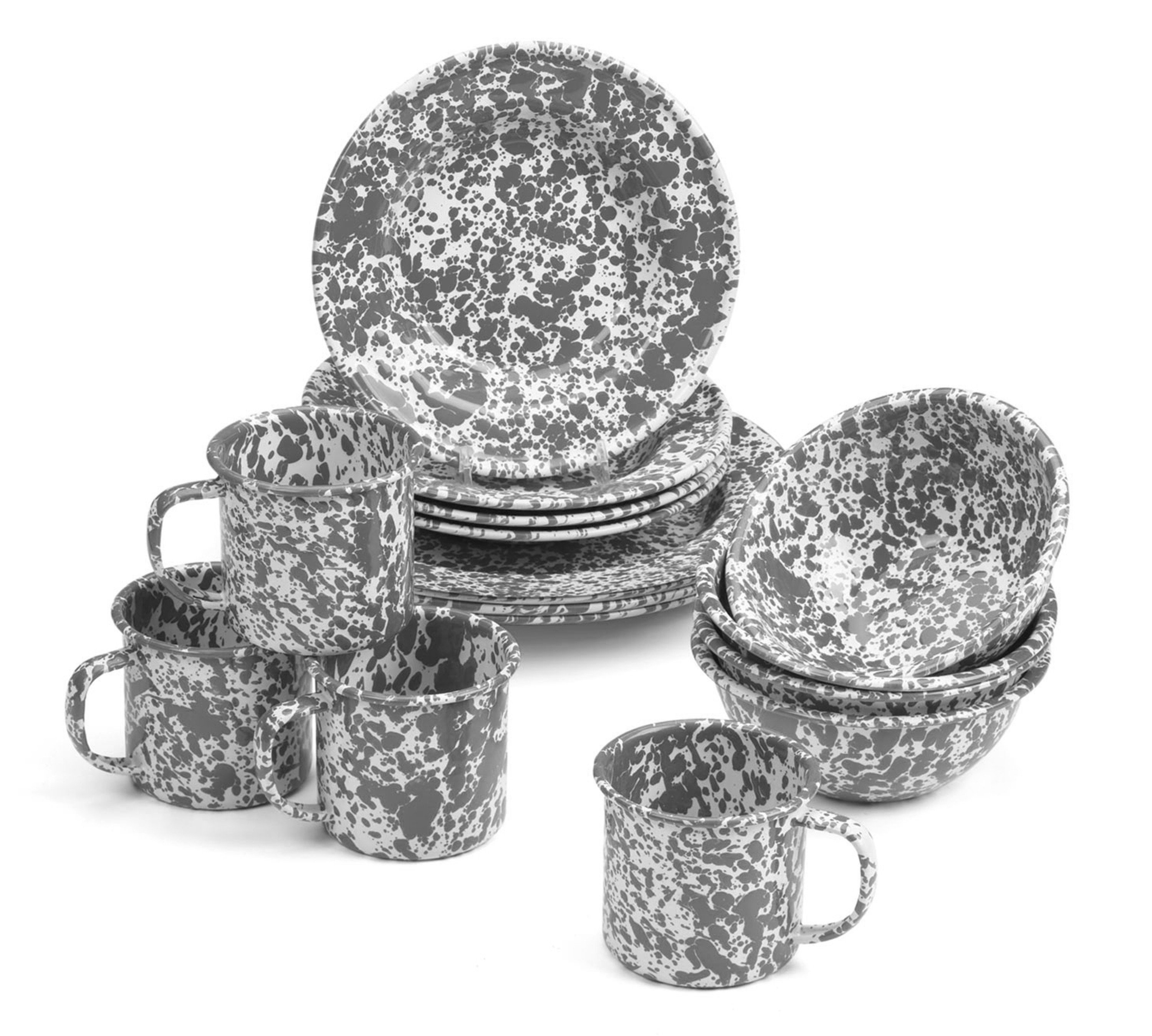 Crow Canyon Home Splatterware Crow Canyon Enamelware Splatter 16 Piece ...