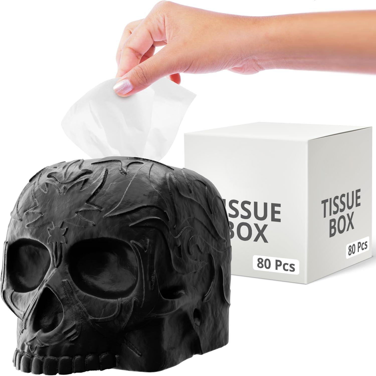 Lark Manor™ Gothic Skull Tissue Box Cover – Heavyweight Square Tissue ...