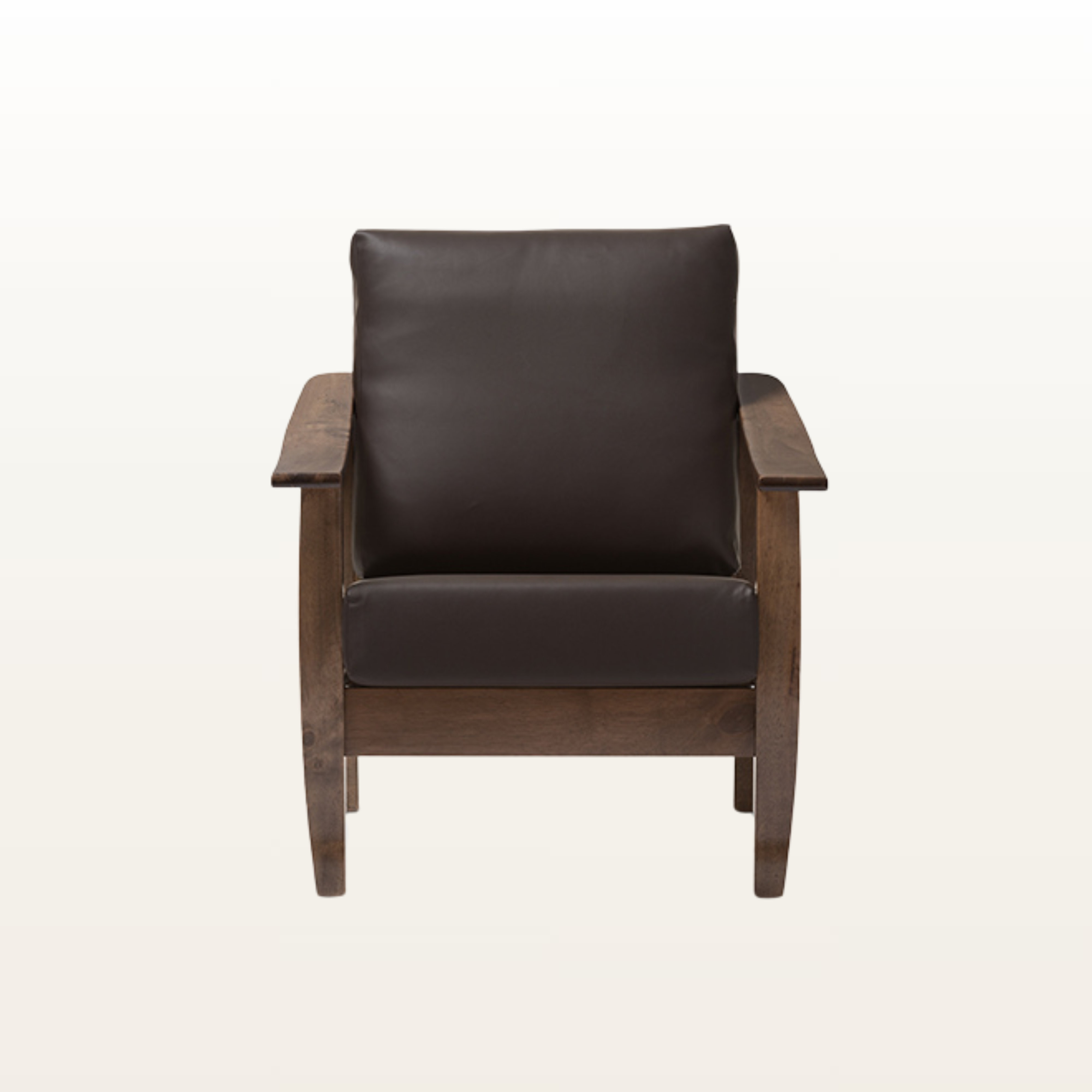 Lark Manor™ Plum Mid-Century Wood and Faux Leather 1-Seater Lounge ...