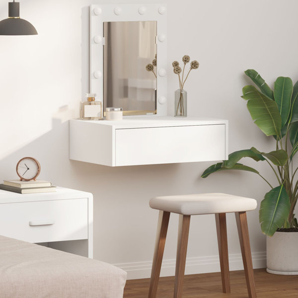 17 Stories White MDF 60 X 40 X 70 Cm Dressing Table Rectangular Modern ...