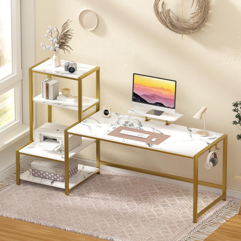 Mercer41 67 inch Computer Desk with Storage Printer Shelf | Wayfair