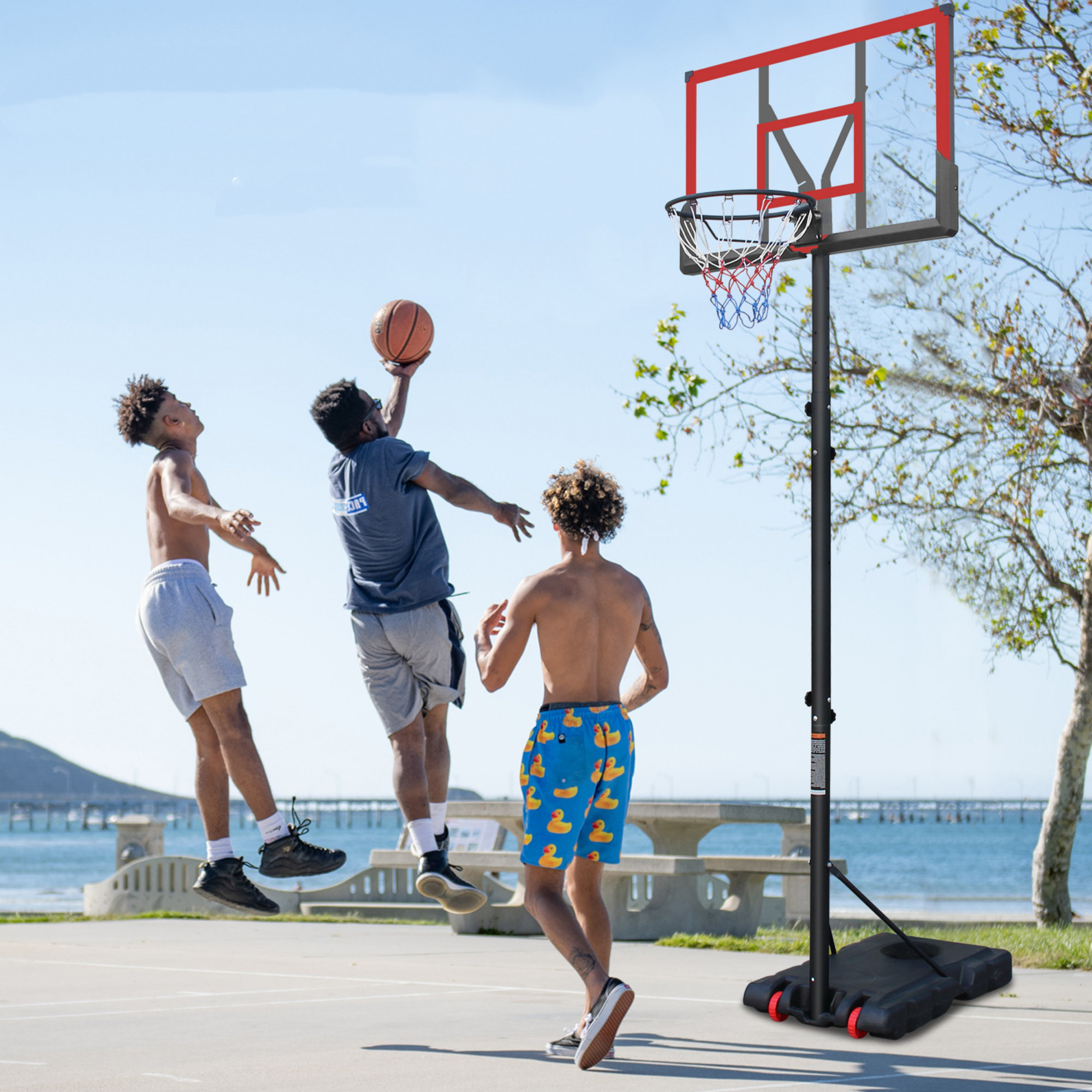 TONWIN Outdoor Height Adjustable 5.7 To 10 Foot Basketball Hoops 44 ...