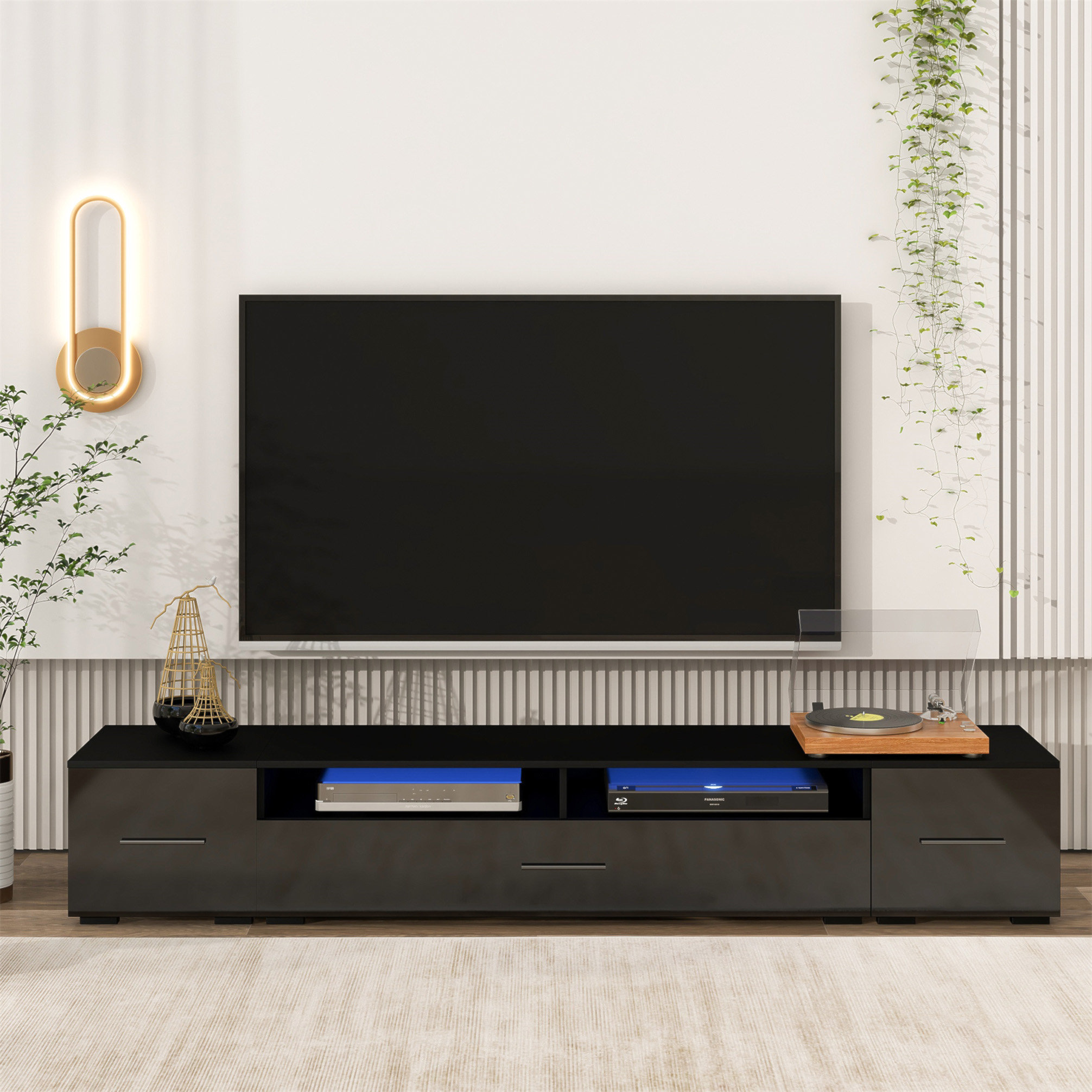 Latitude Run® Minimalist Design TV stand with Color Changing LED Lights ...