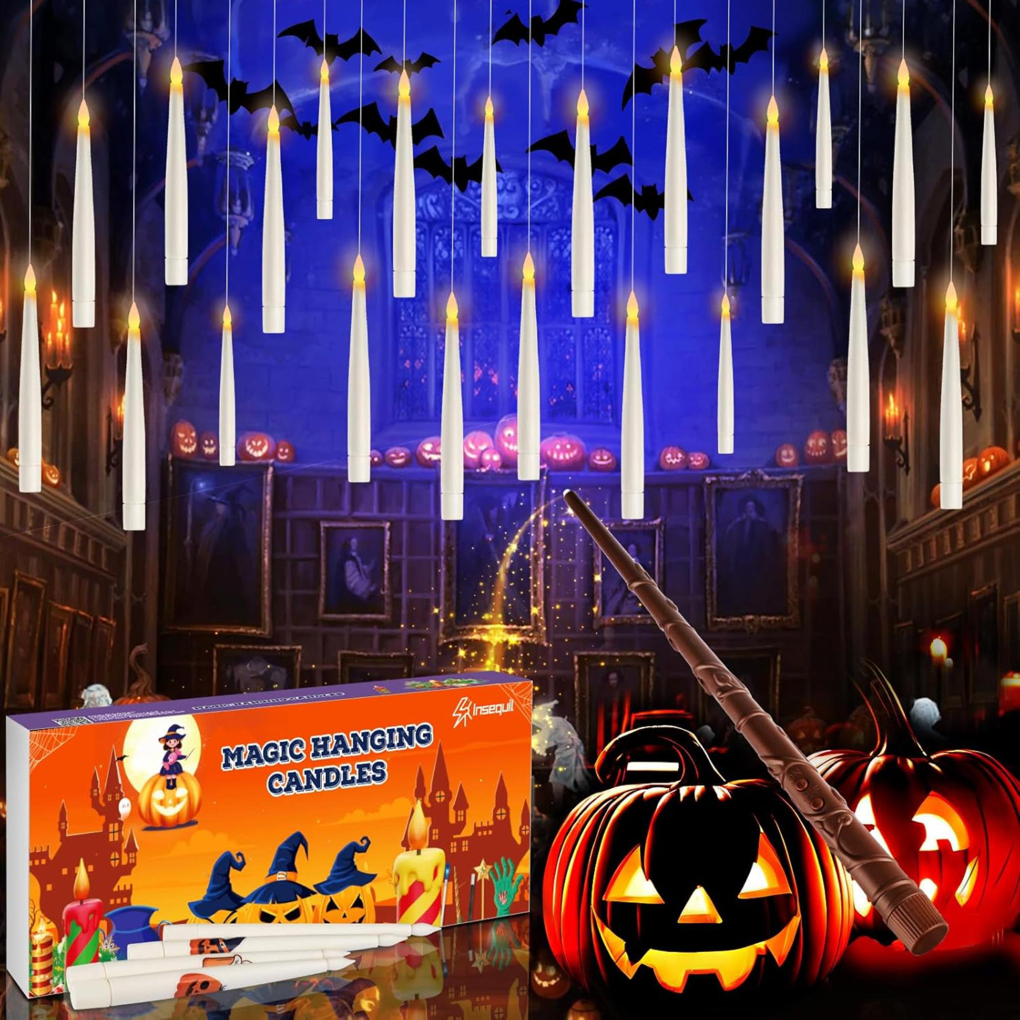 The Holiday Aisle® 20 Pcs Magic Halloween Hanging Candles, Flickering ...