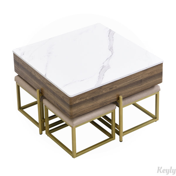 Latitude Run® Square Lift-Top Coffee Table Set With Storage And 4 ...