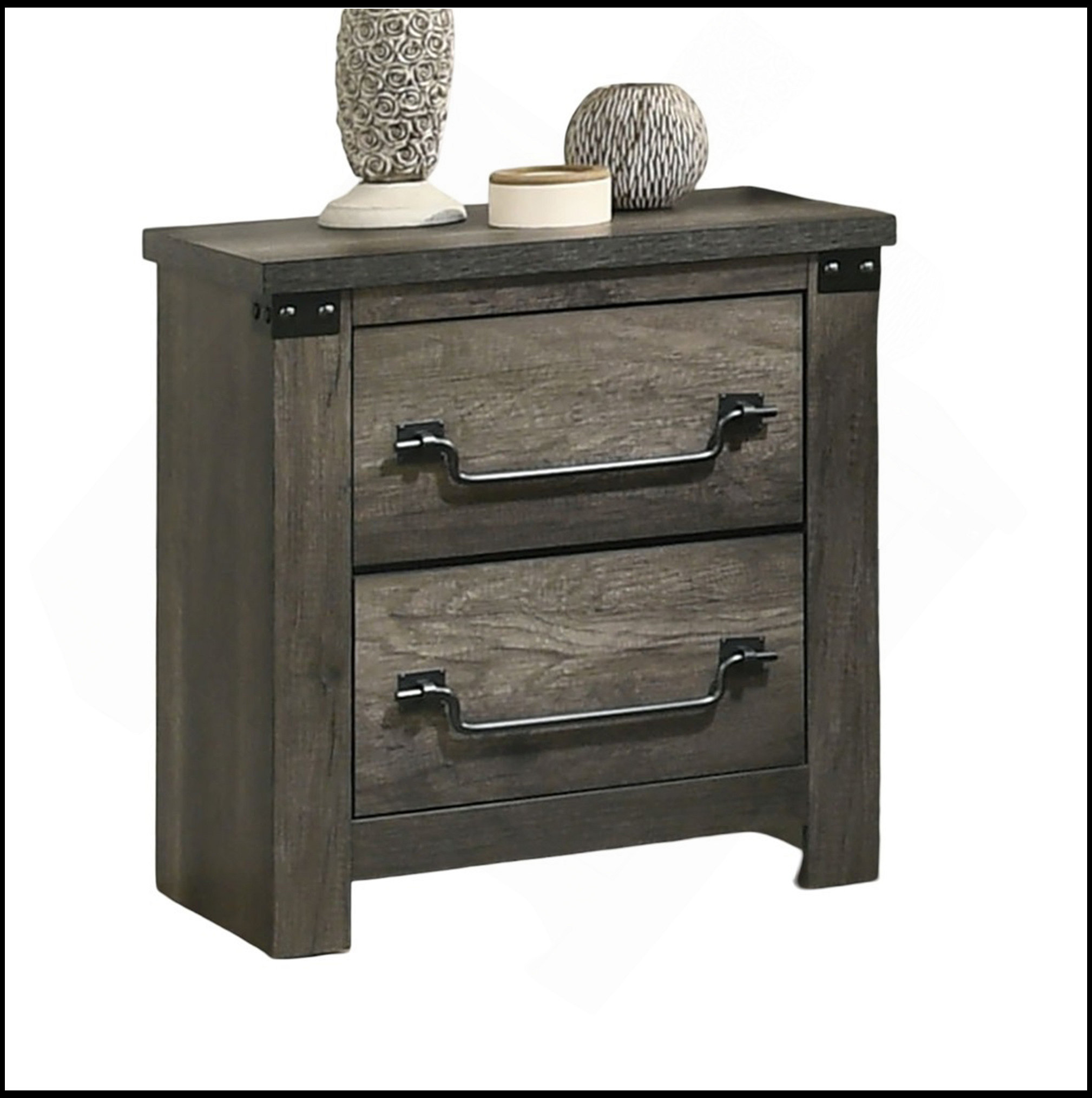 One Allium Way® Farmhouse Rustic Gray Bedside Table Bedroom 1Pc ...