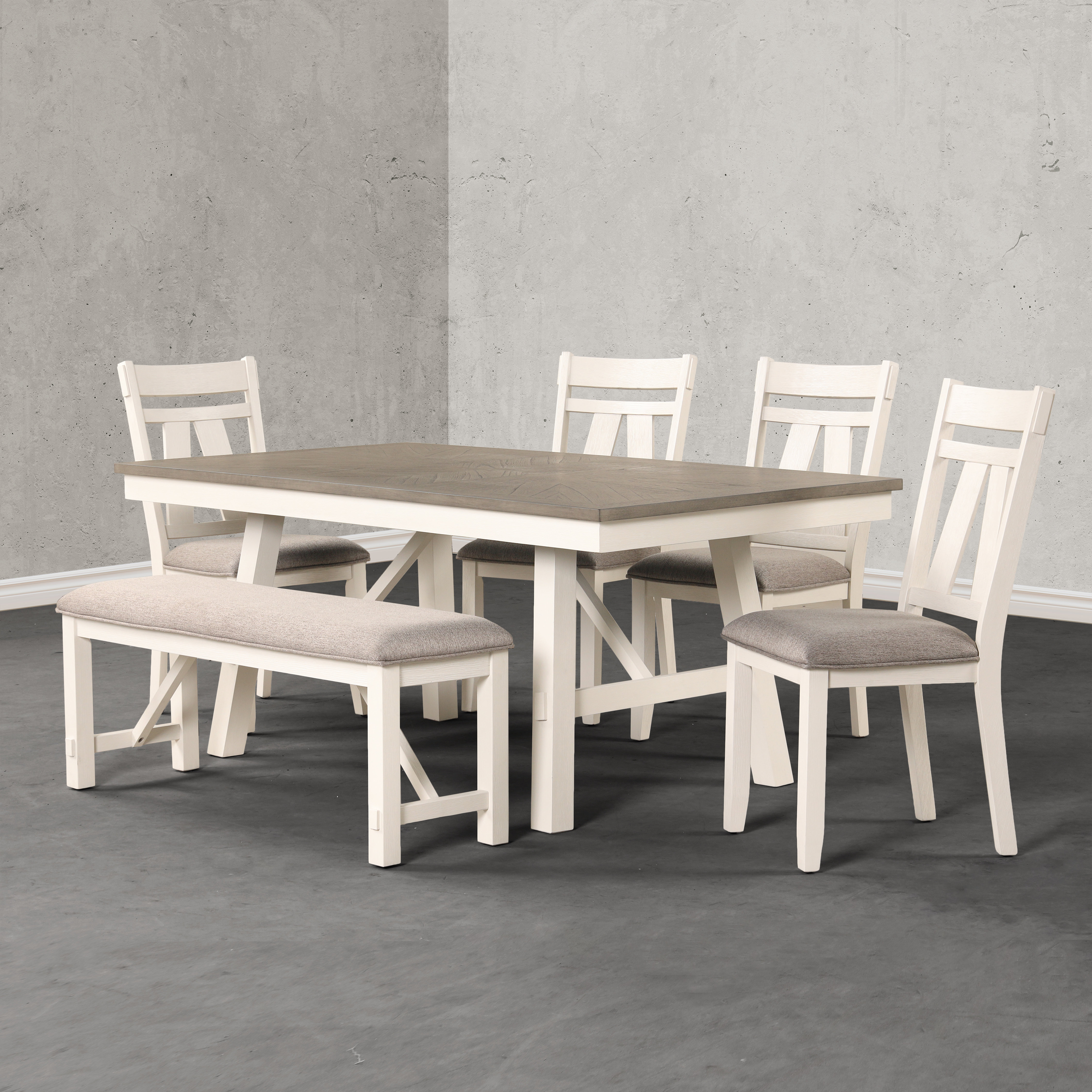 Red Barrel Studio® Fasena 6-piece Dining Set, Trestle Dining Table With ...