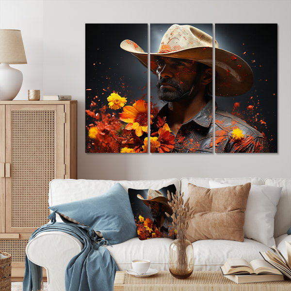 Winston Porter Western Cowboy Pointillism Portrait I On Canvas 3 Pieces ...
