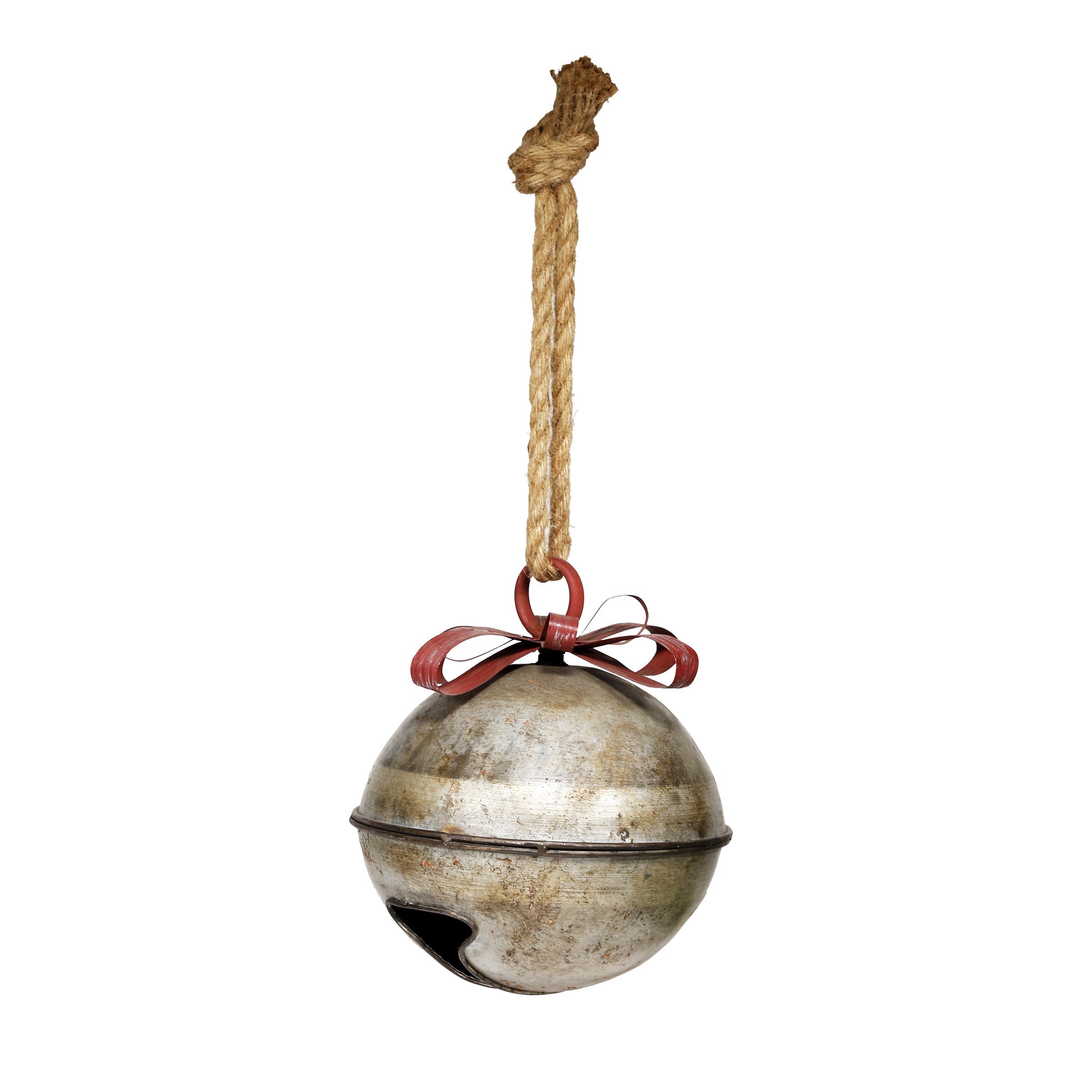Ophelia & Co. Christmas Metal Silver Bell with Red Bow Hanging Decor ...