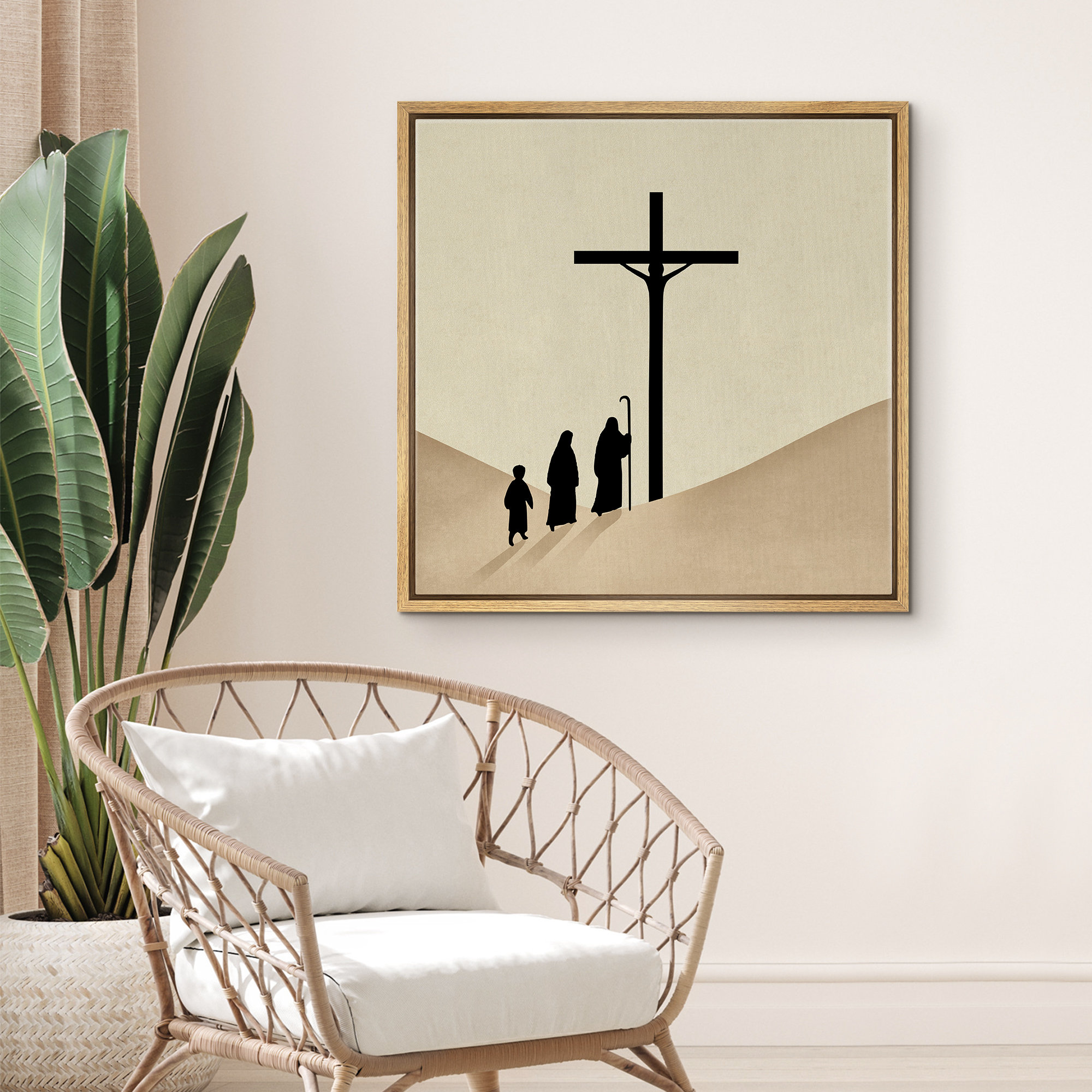 wall26 Cross Tan Brown Vintage Illustrations Rustic Religious Christian ...
