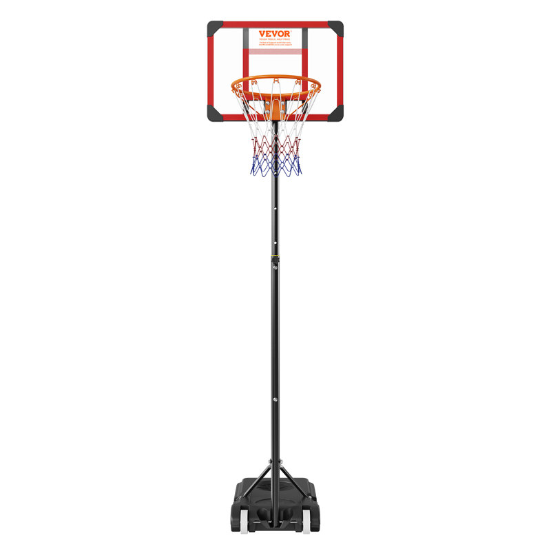 VEVOR Adjustable Height 27'' W Plastic Portable Full-Size Basketball ...