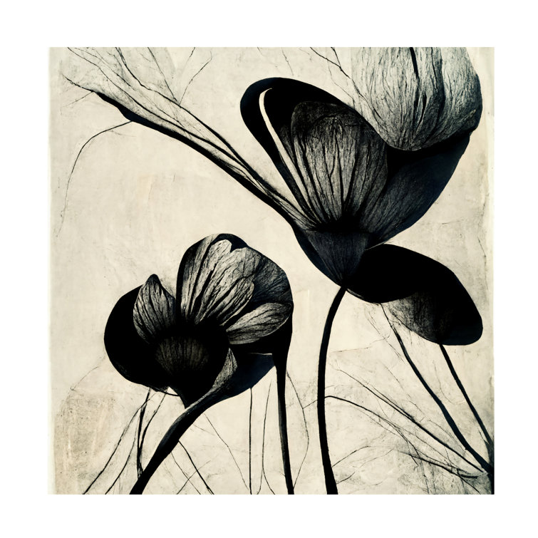 Rosalind Wheeler Yariel Ray Heere Flowers Black White 4 Canvas Art ...