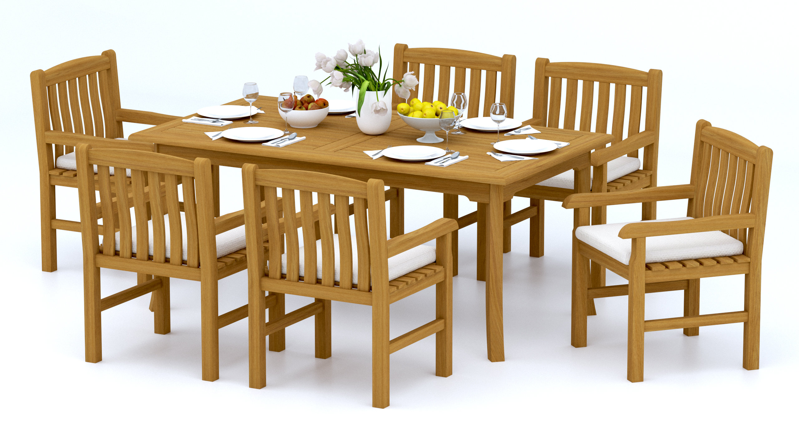 Teak Smith 8 Seats 9 Pcs Grade-A Teak Wood Dining Set: 71" Rectangle ...