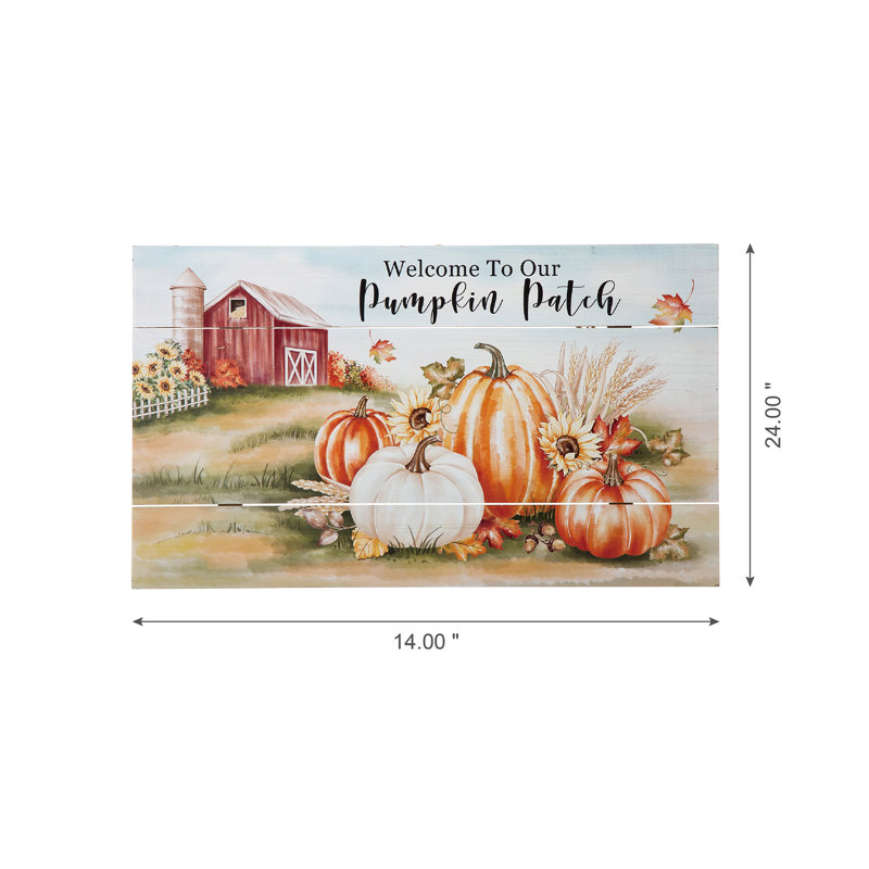The Holiday Aisle® Welcome Pumpkin Patch Wall Sign | Wayfair