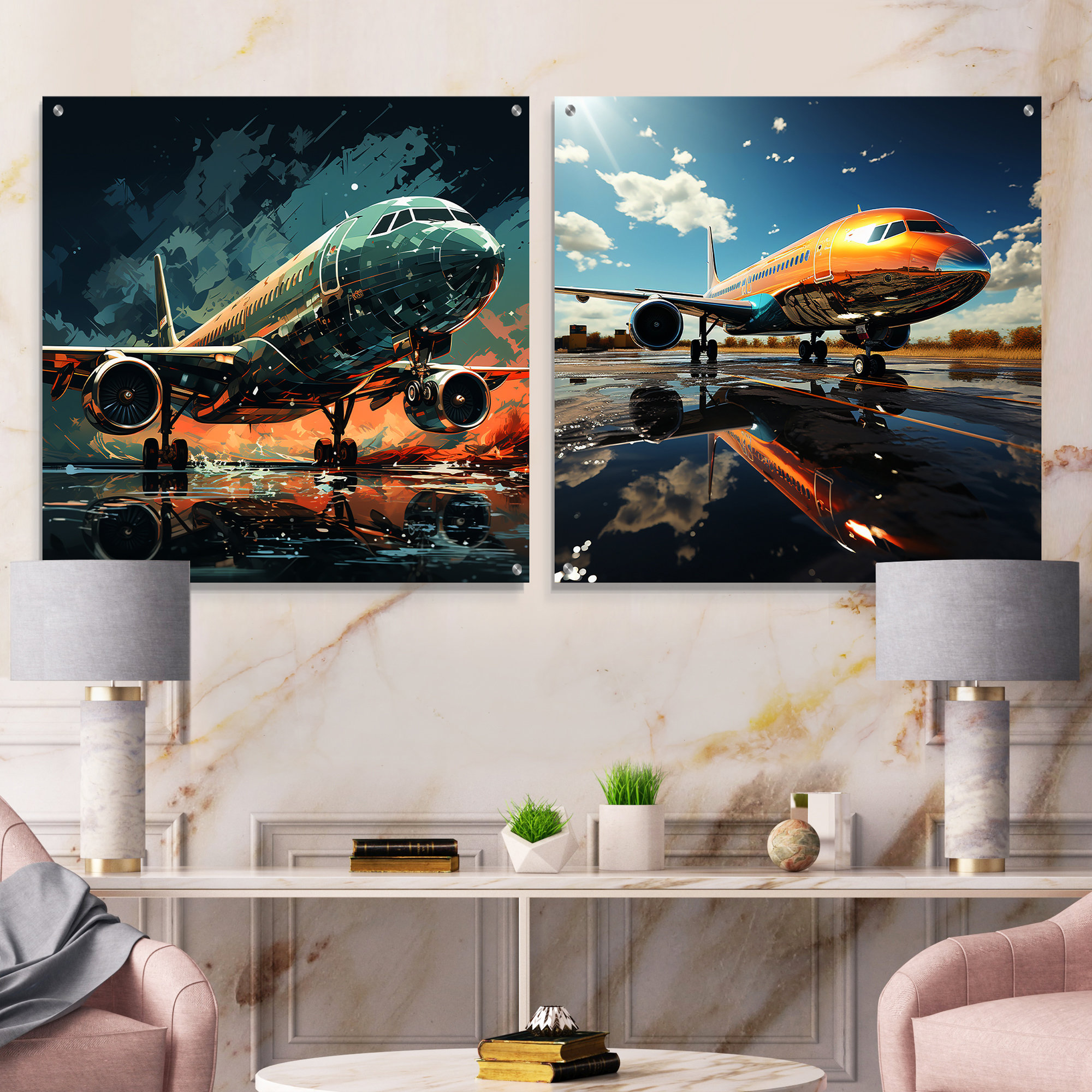 17 Stories Aircraft S Last Checks Runway - Plane Acrylic Wall Art Glass ...