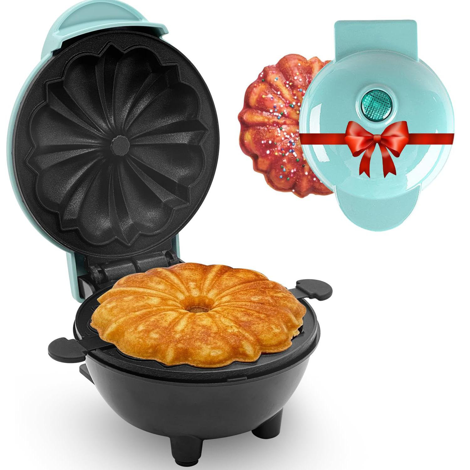 UZOPAL Mini Cake Maker – Cake-Shaped Waffle Iron with Non-Stick Griddle ...