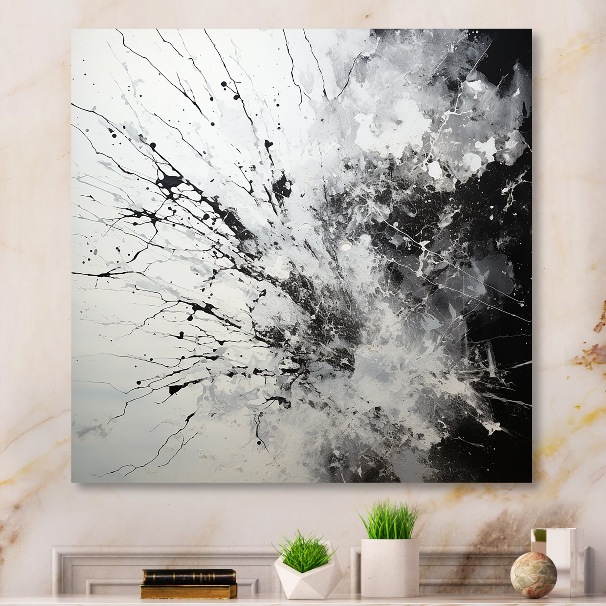 Latitude Run® " Minimalism Black And White Ink Tornado " on Metal | Wayfair
