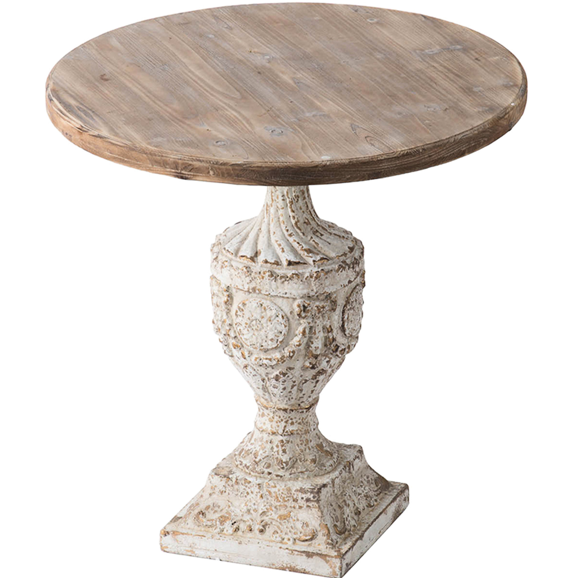Latitude Run® 30X31" Antique Gray Round Table, Natural With Decorative ...