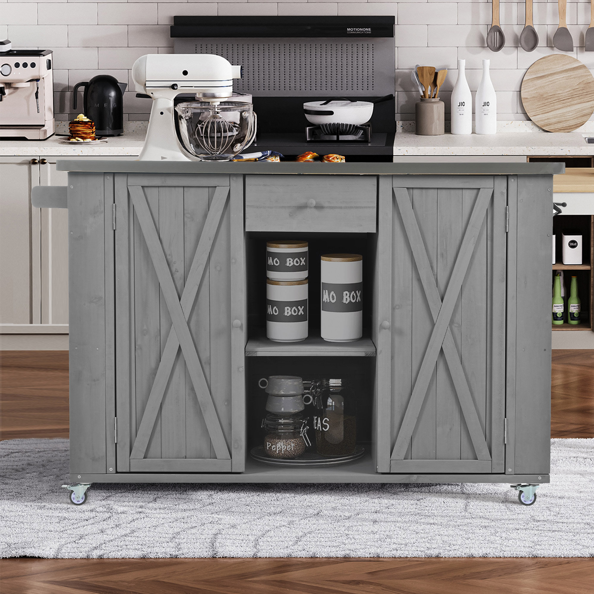 Lark Manor™ Fleur Outdoor Kitchen Island Fir Wood Kitchen Island With ...