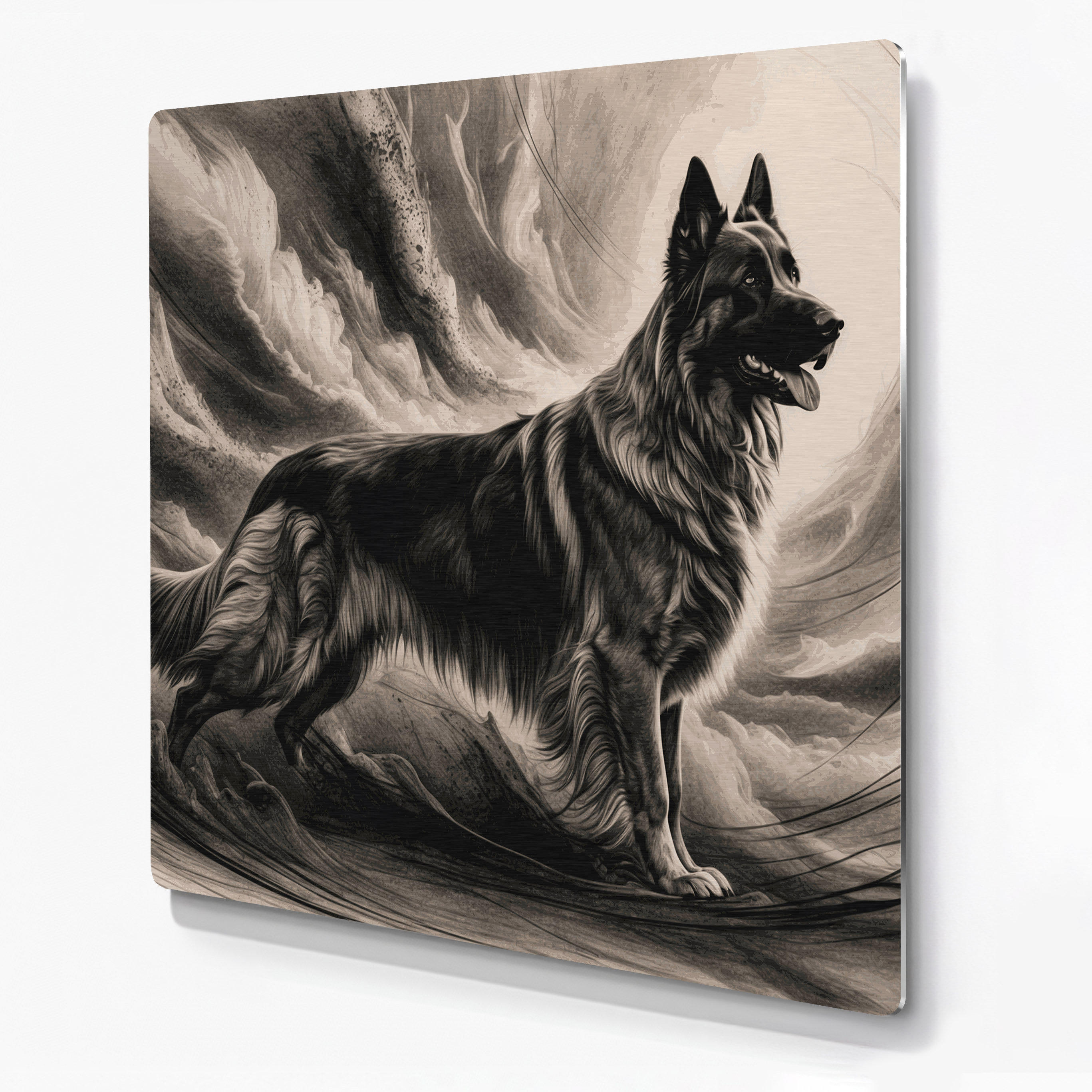 Corrigan Studio® Dogs Caucasian Shepherd Dog Beige Metal Wall Art | Wayfair