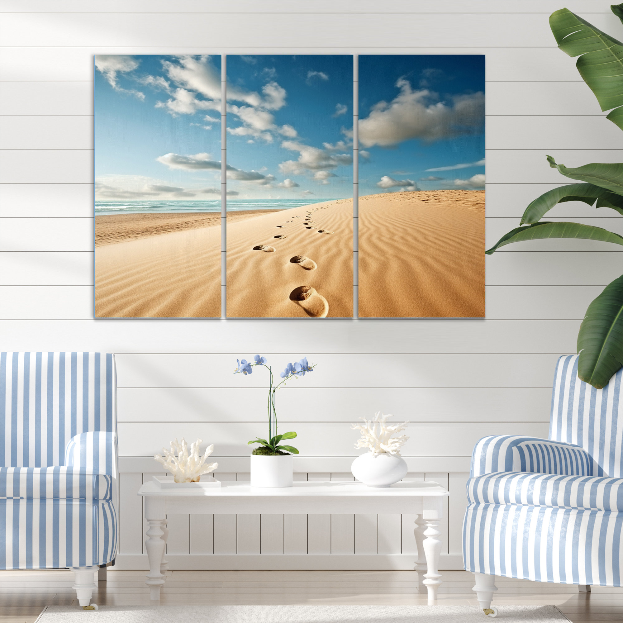 Highland Dunes Beach Photo Footprints In VIII On Canvas 3 Pieces Print ...