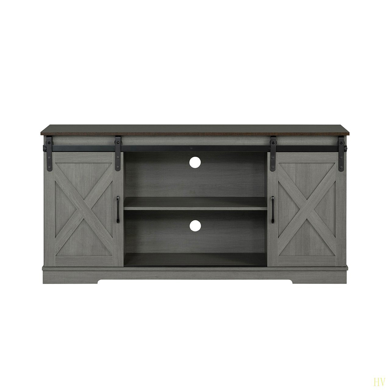 Ophelia & Co. Rustic Farmhouse Style TV Stand Two Tone Design Metal ...