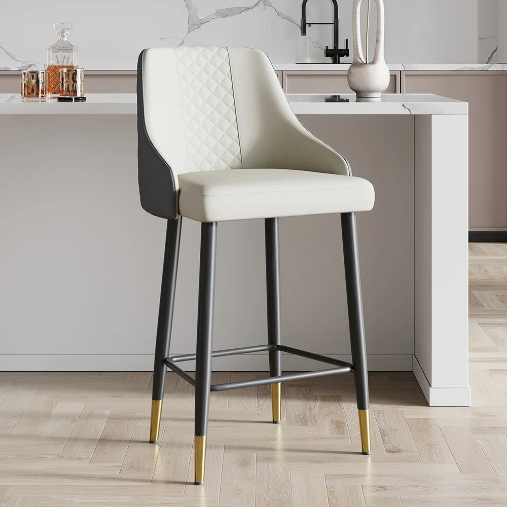Mercer41 Diamic Gray Counter Height Bar Stool with Footrest Upholstered ...