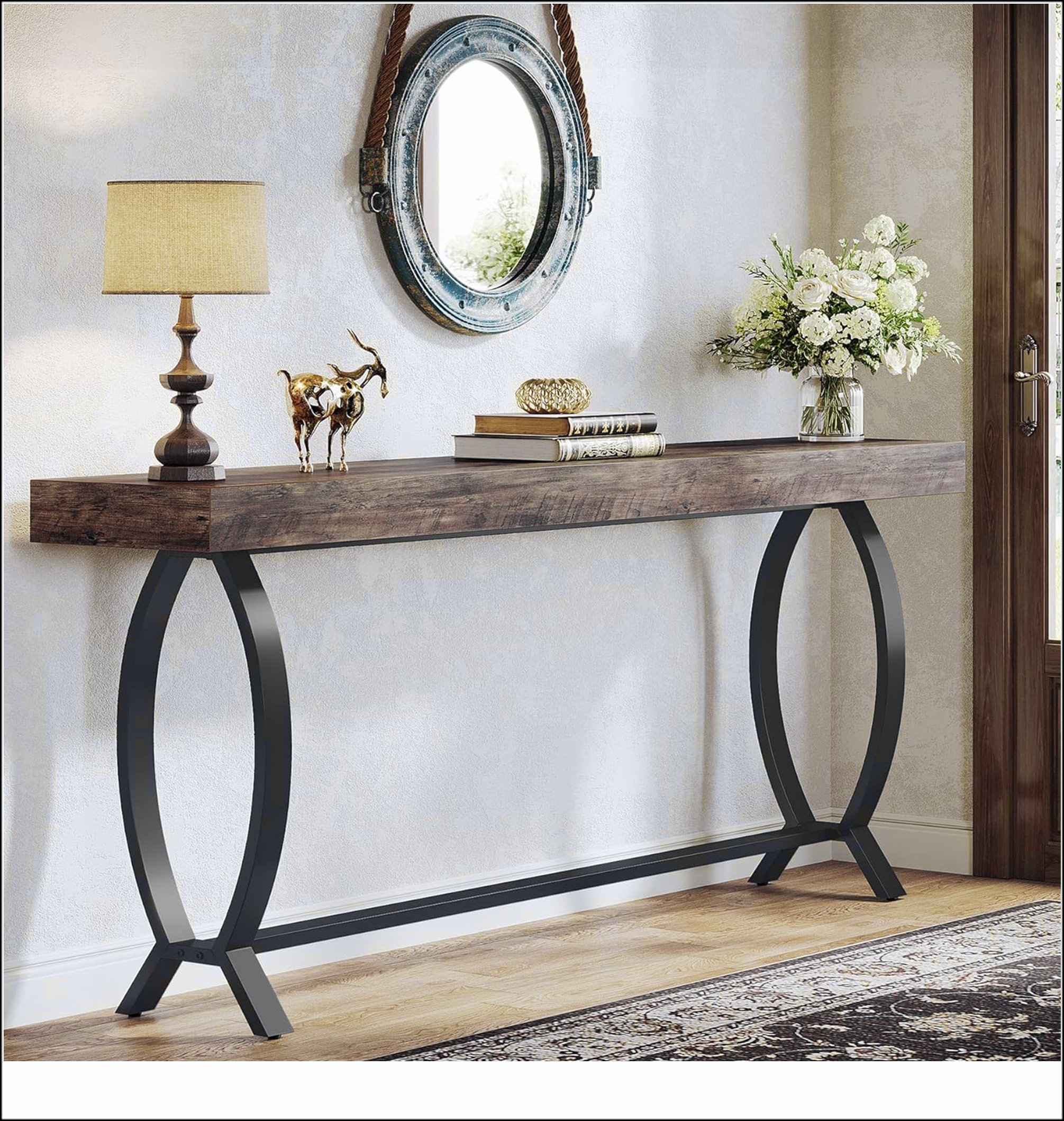 Ophelia & Co. 70.87" Farmhouse Console Table with Fish Tail Legs ...