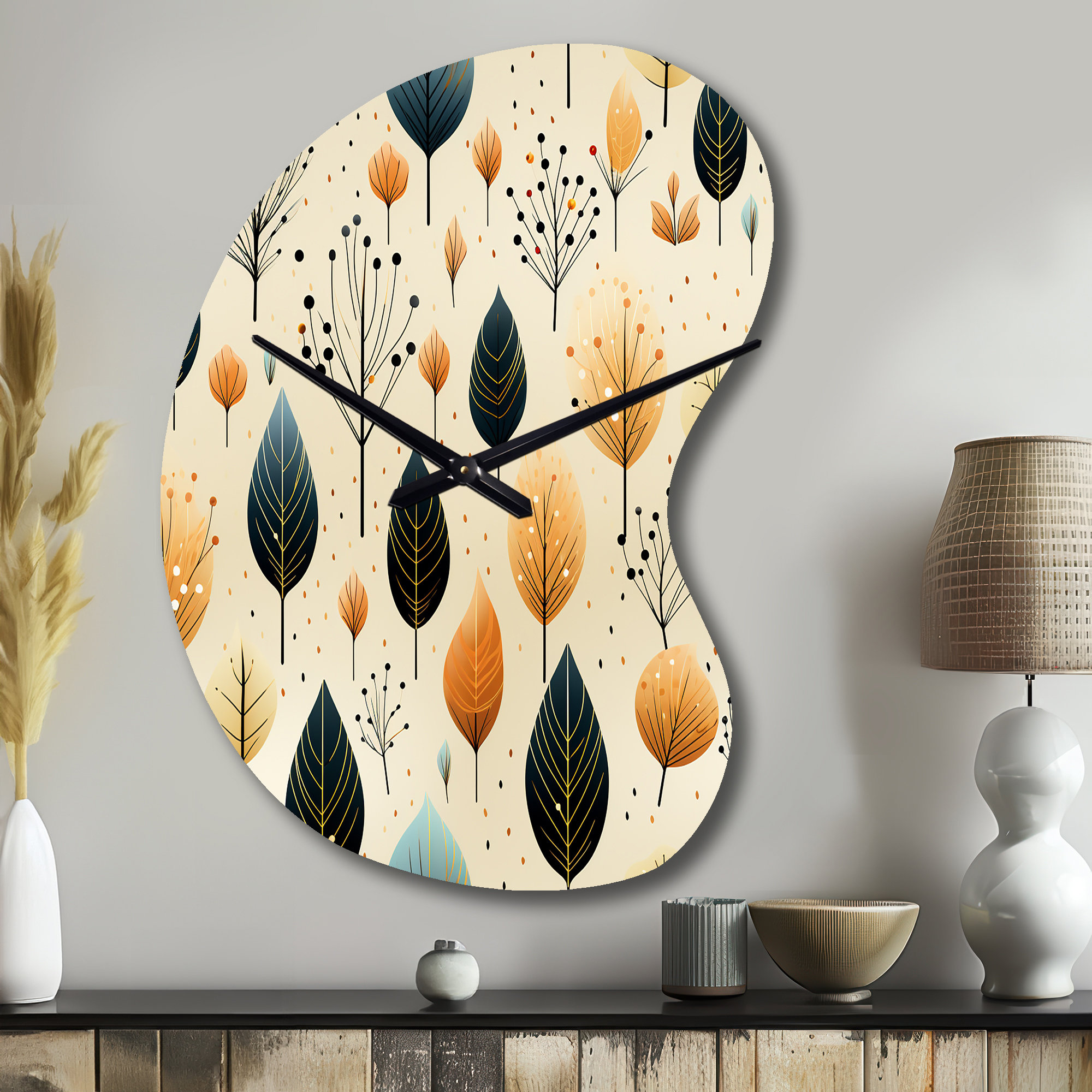 Design Art Modern Leaf Patterns II - Boom Shape Unique Plants Wall ...