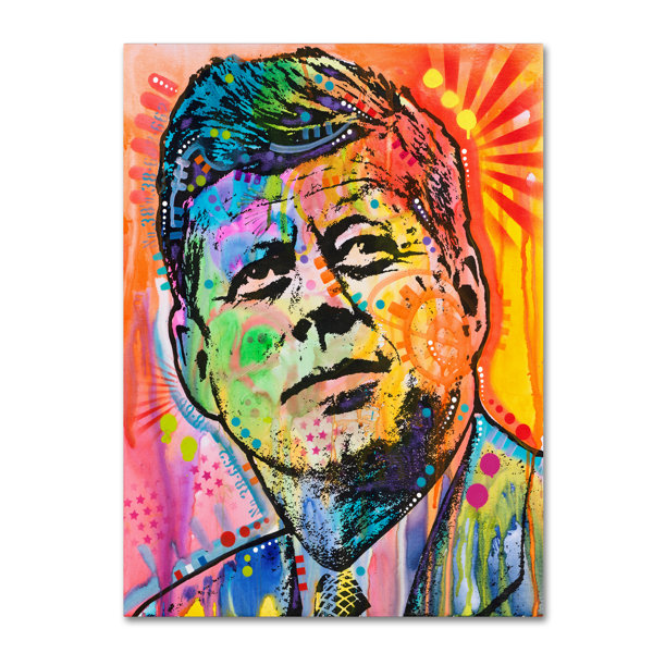 Trademark Art 'JFK' Graphic Art Print on Wrapped Canvas - Wayfair Canada
