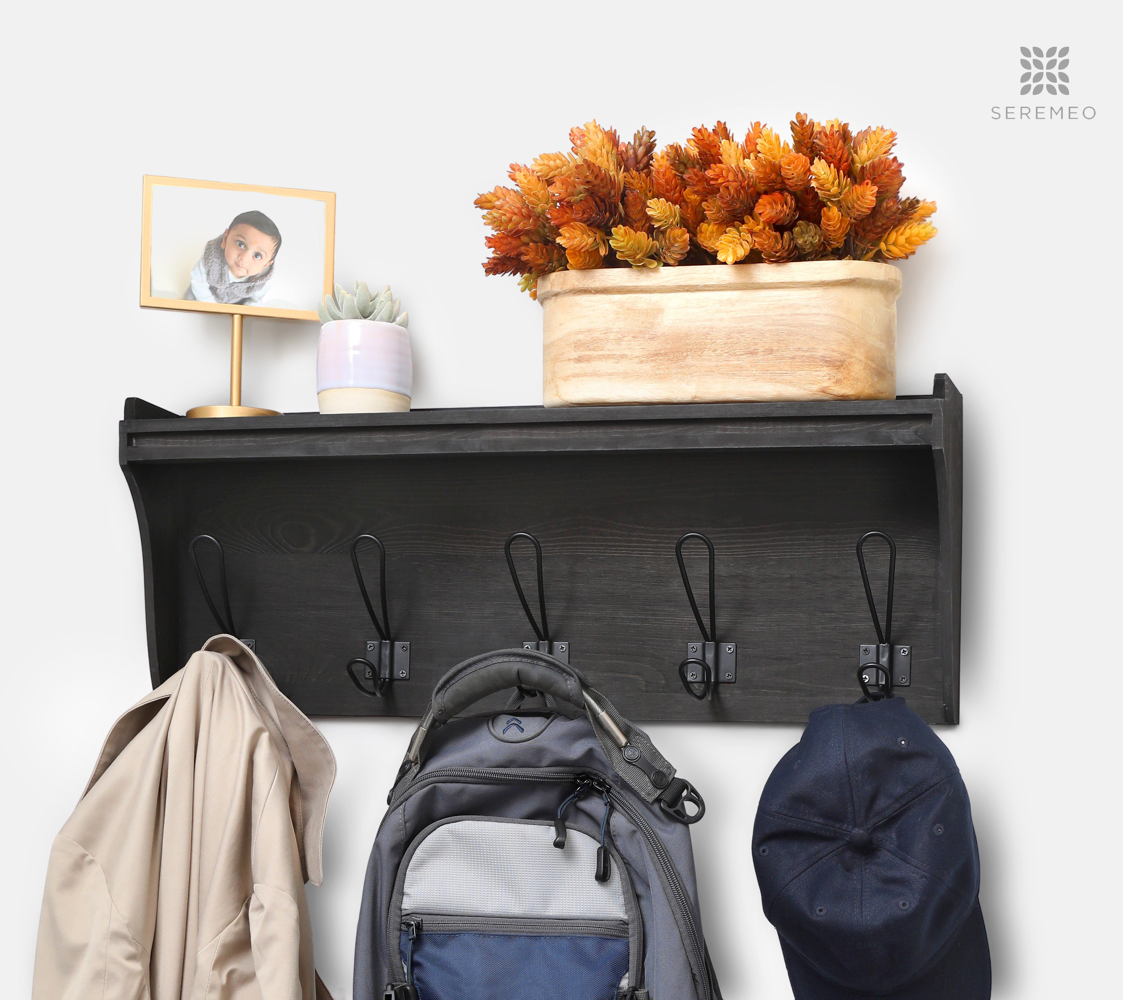 17 Stories Solid Wood 5 - Hook Wall Mounted Coat Rack with Storage ...