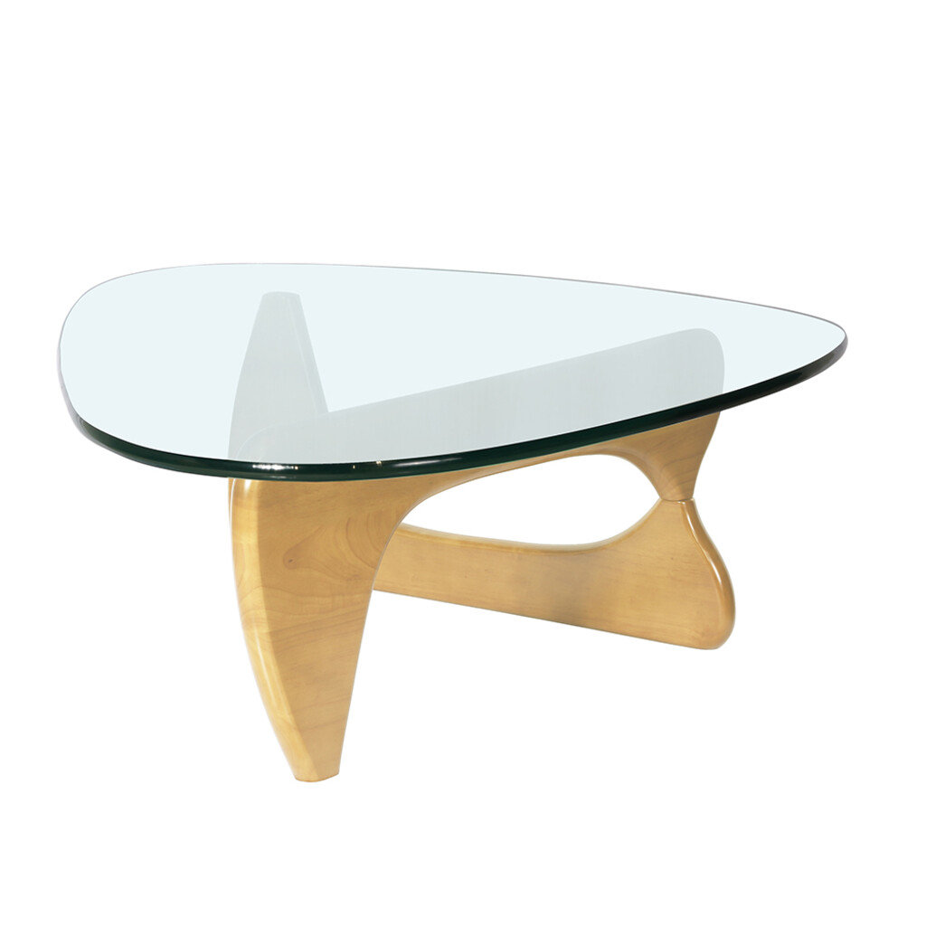 Ebern Designs 54" Clear and Natural Glass and Wood Triangle Abstract ...