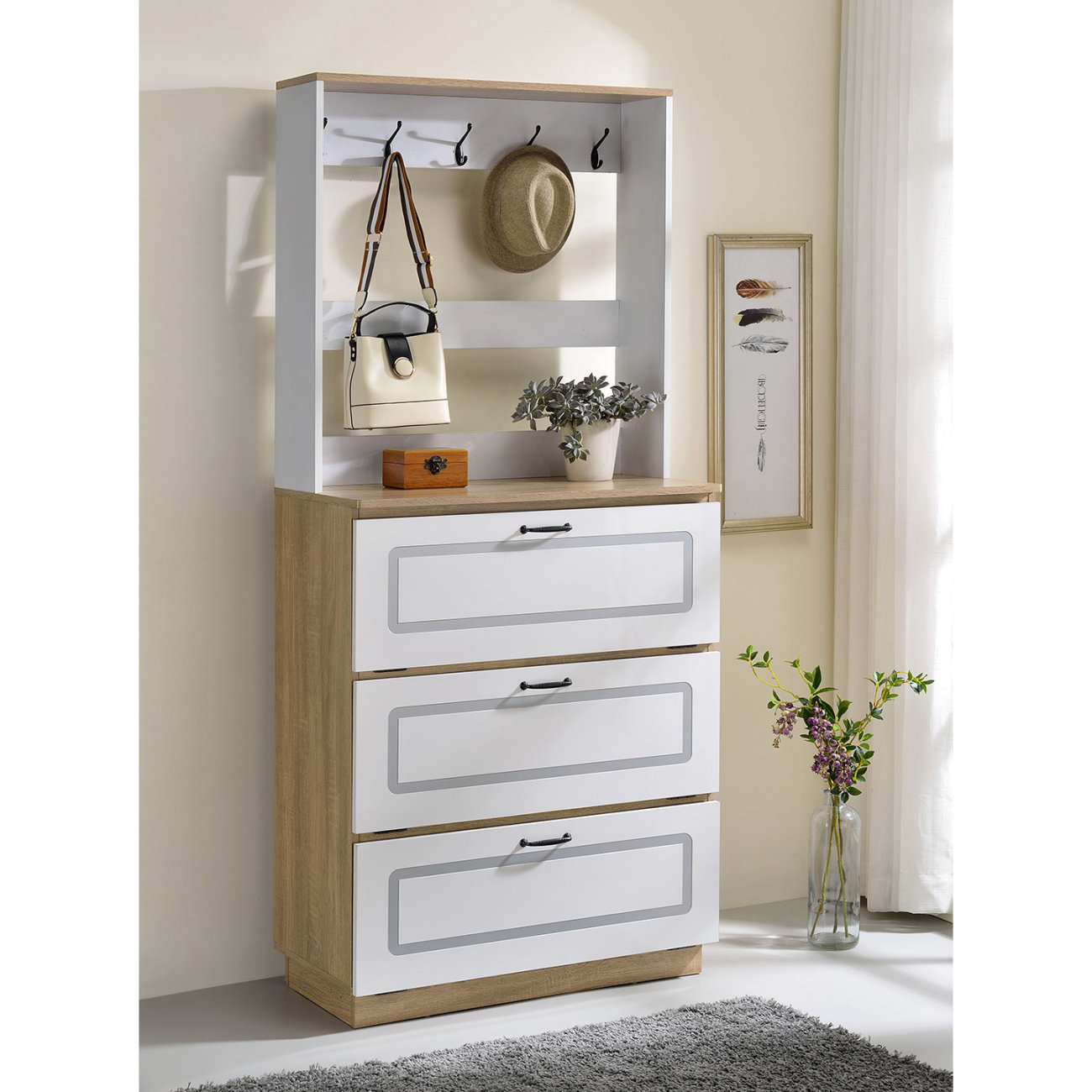 Ebern Designs Shoe Cabinet With Drop Down Drawer | Wayfair