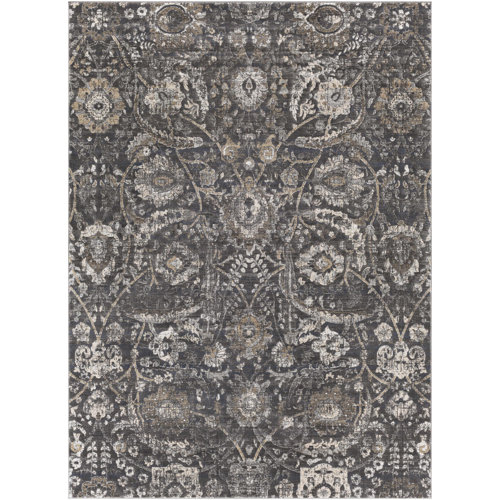 Black Floral & Plant Area Rugs You'll Love | Wayfair