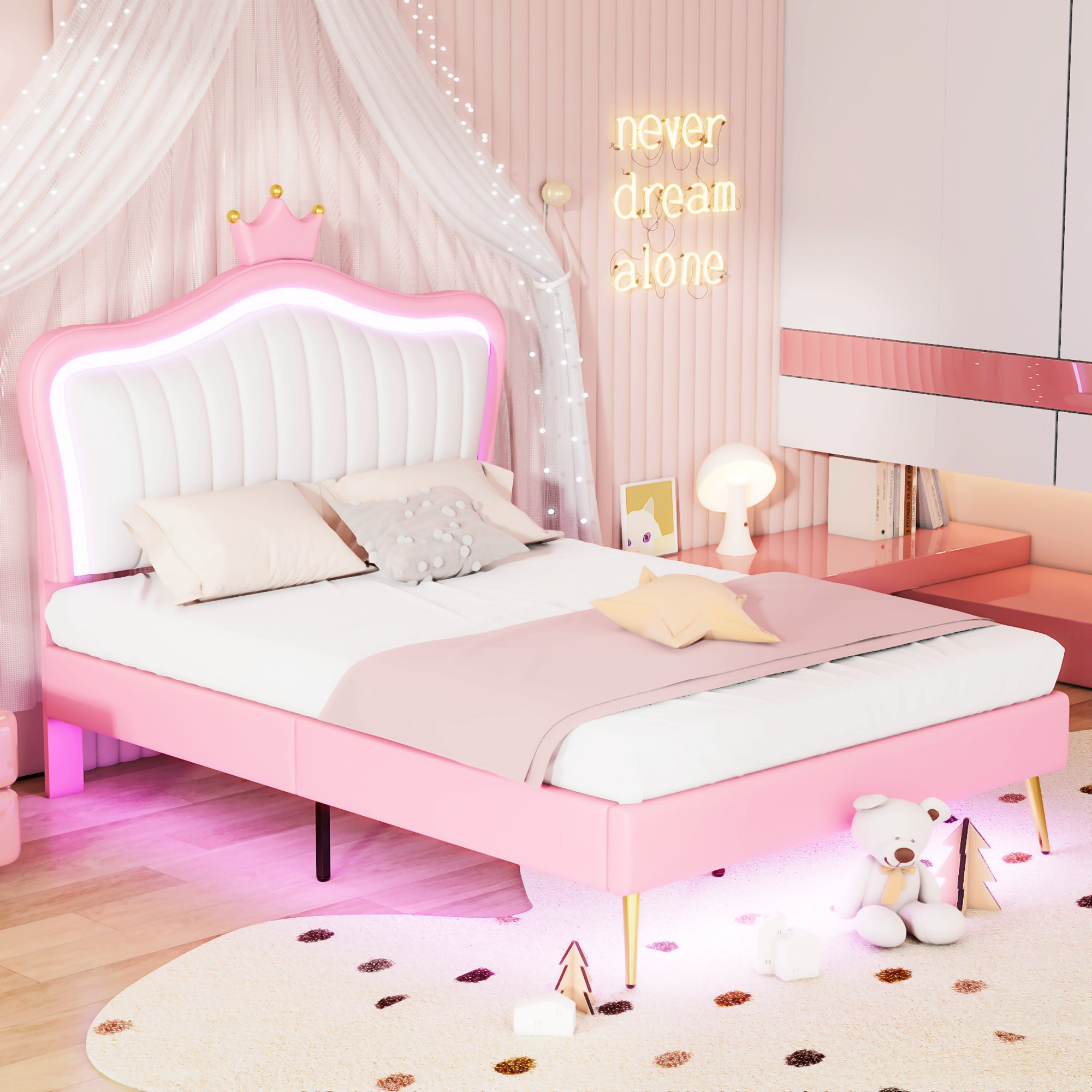 Gemma Violet Eleni Modern Modern Upholstered Princess Bed With Crown ...