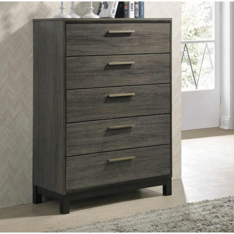 Gracie Oaks Mandy Wood 5 Drawer Chest & Reviews | Wayfair