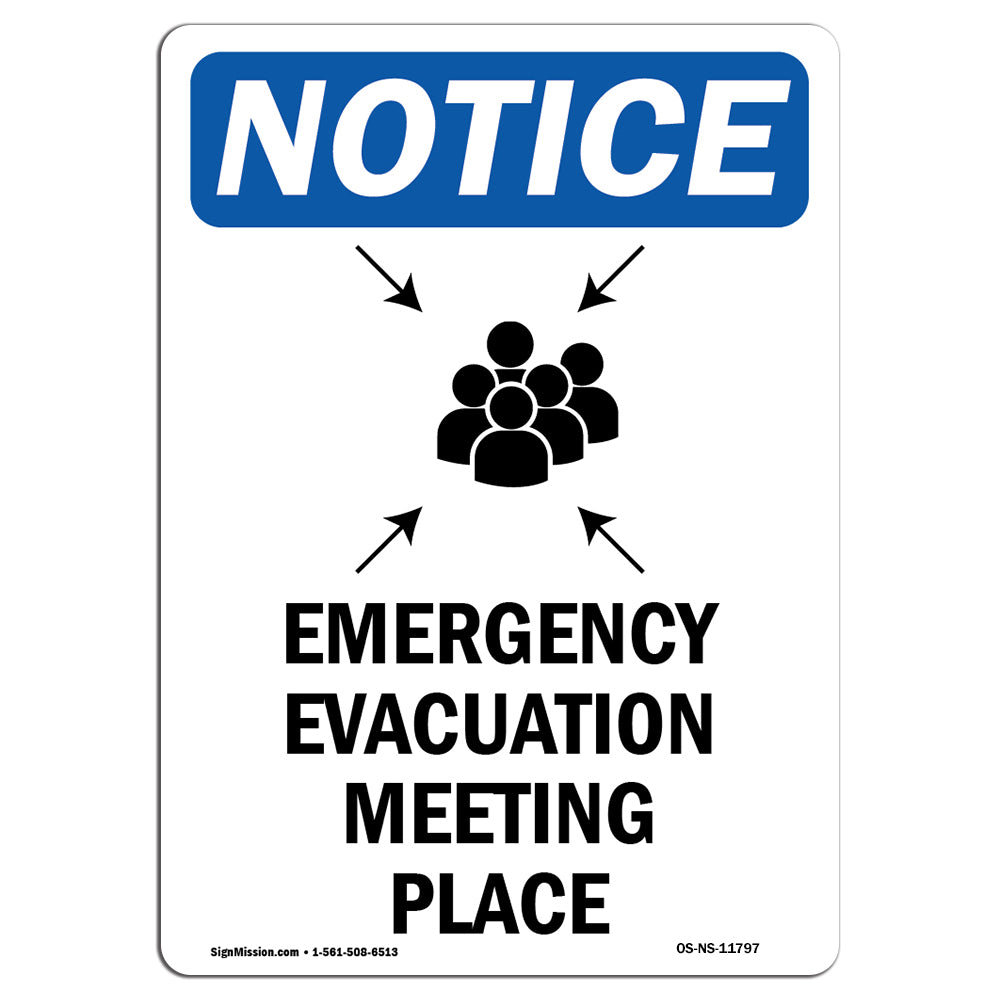 SignMission OSHA Notice - Emergency Evacuation Sign With Symbol | Heavy ...