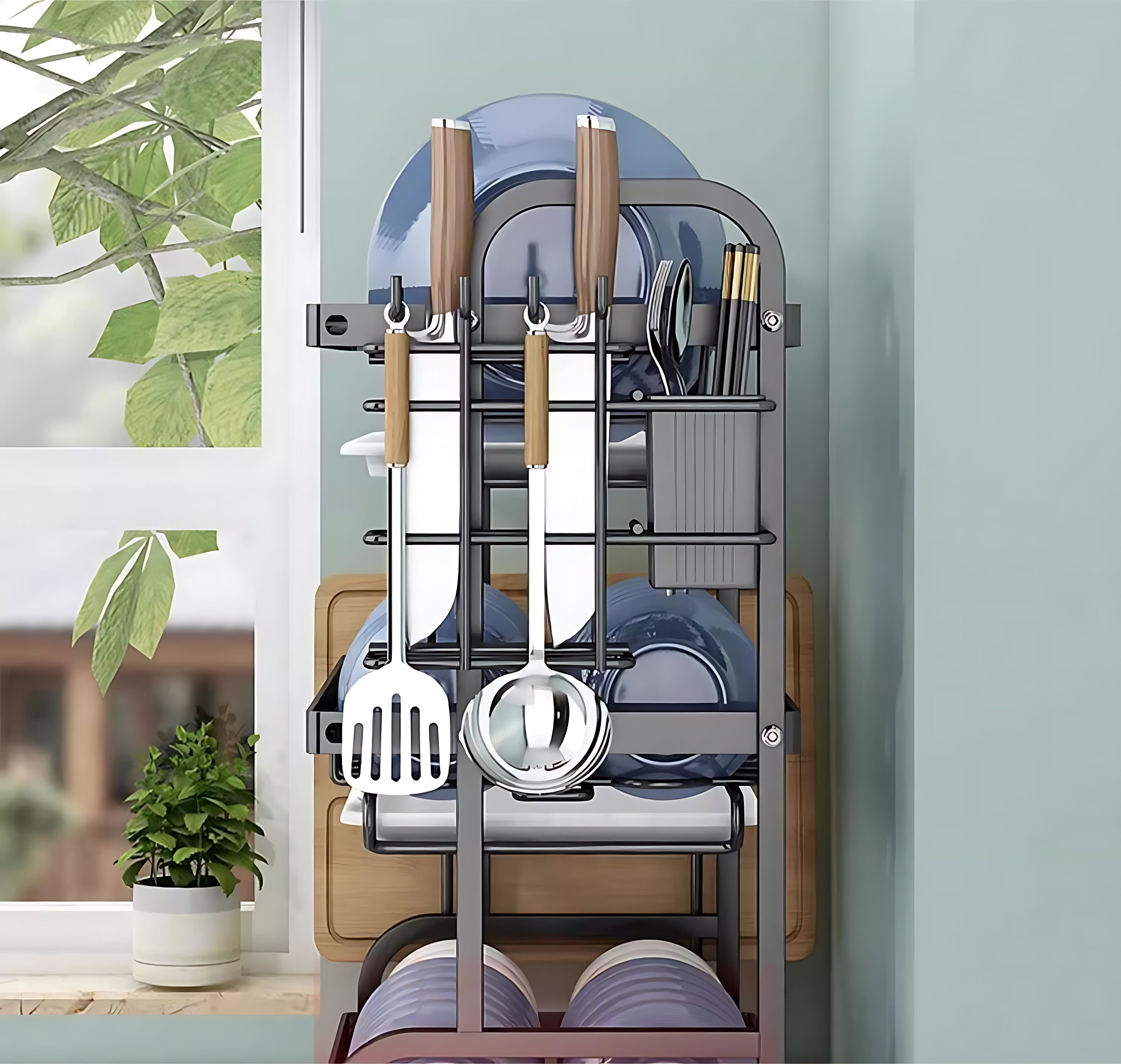 LIYONG Dish And Bowl Storage Rack With Utensil Holder - Wayfair Canada