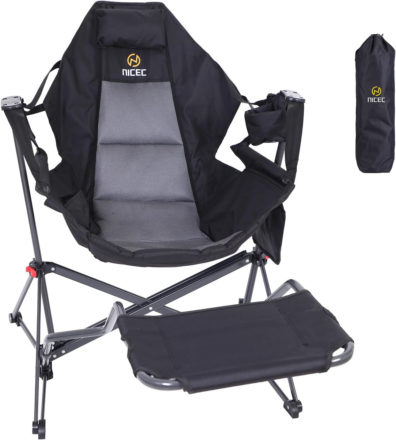 Ebern Designs Hammock Camping Rocker Chairs with Footrest, Stand, Cup ...