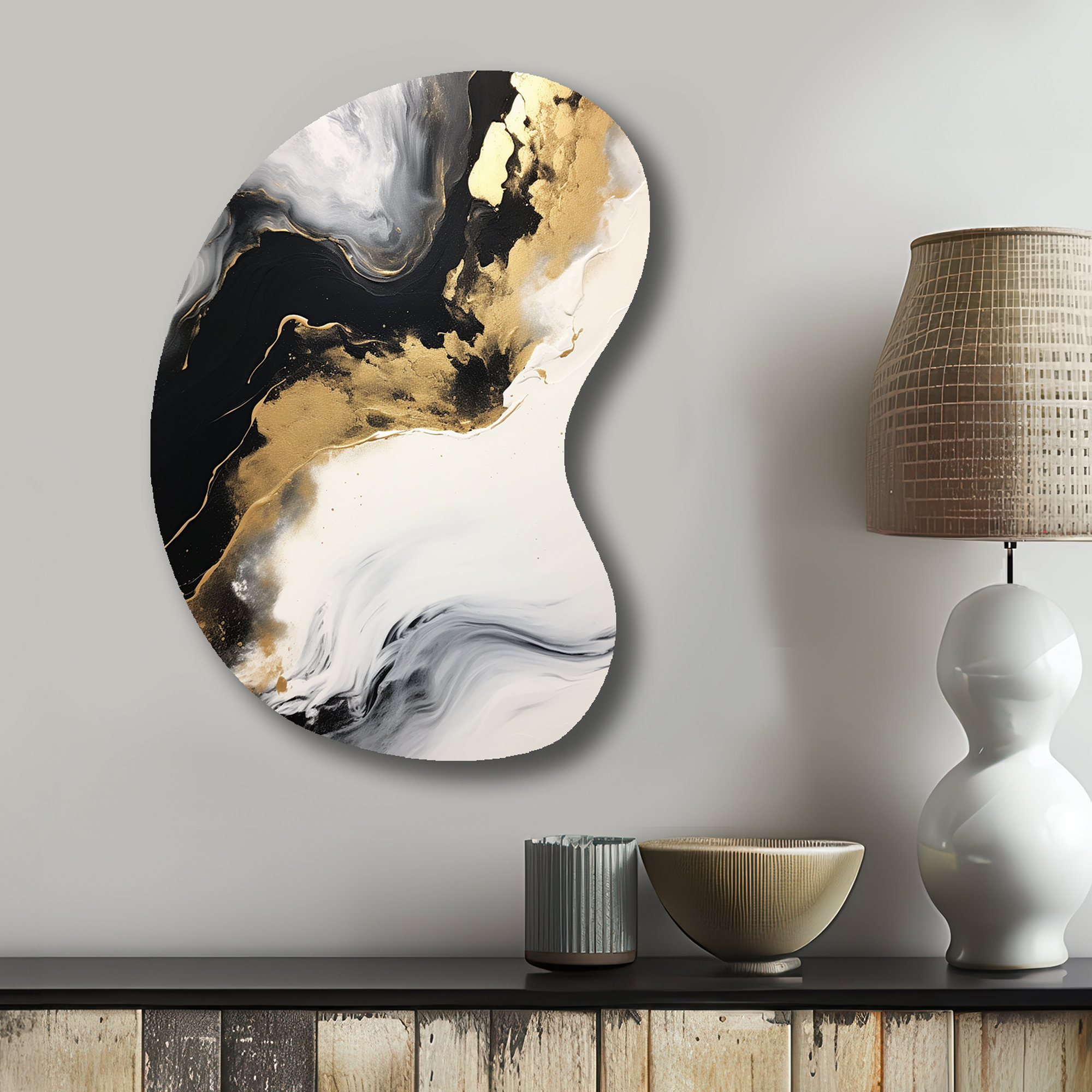 Mercer41 Organic Bliss Minimal Abstract Gold And Black I - Abstract ...