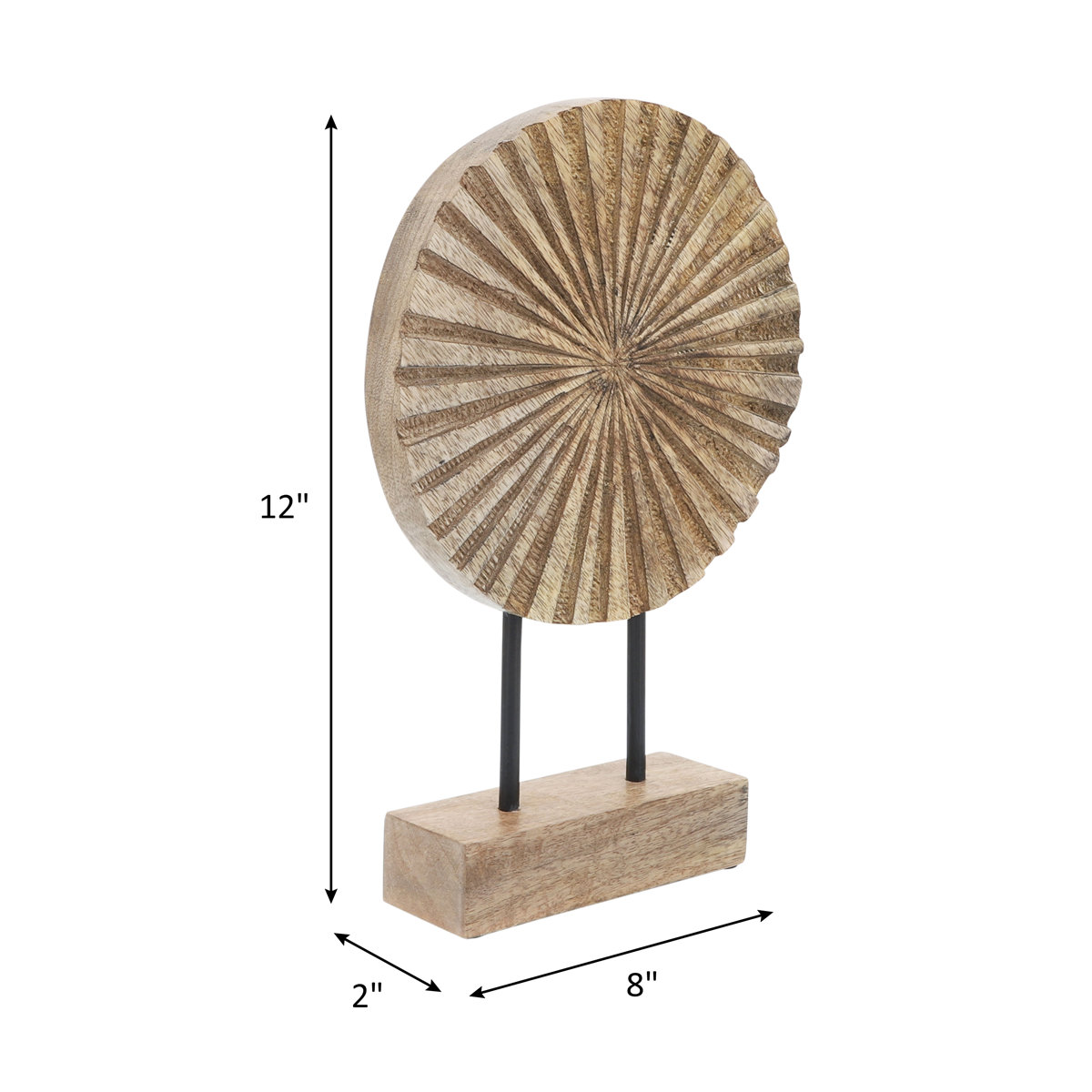 Greyleigh™ 12" Wooden Pinwheel Sculpture - A Natural Brown Circular ...