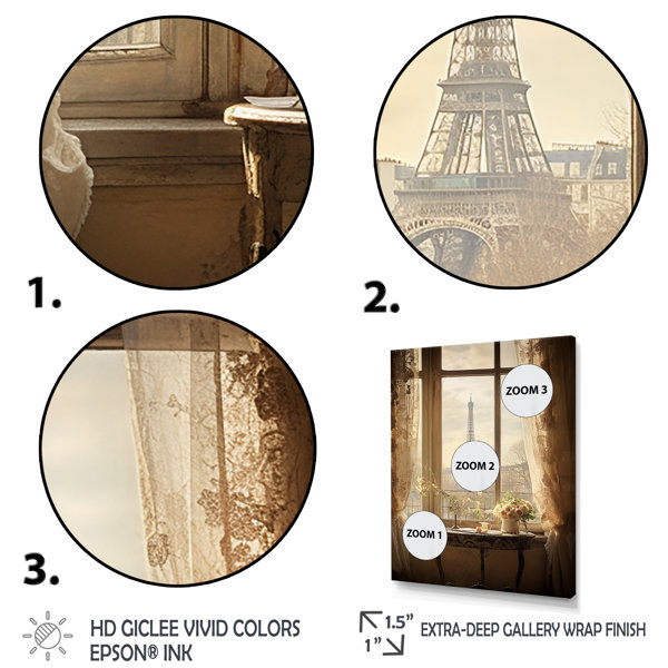 Latitude Run® Rustic Eiffel Tower Paris Window View I - City Paris Wall ...