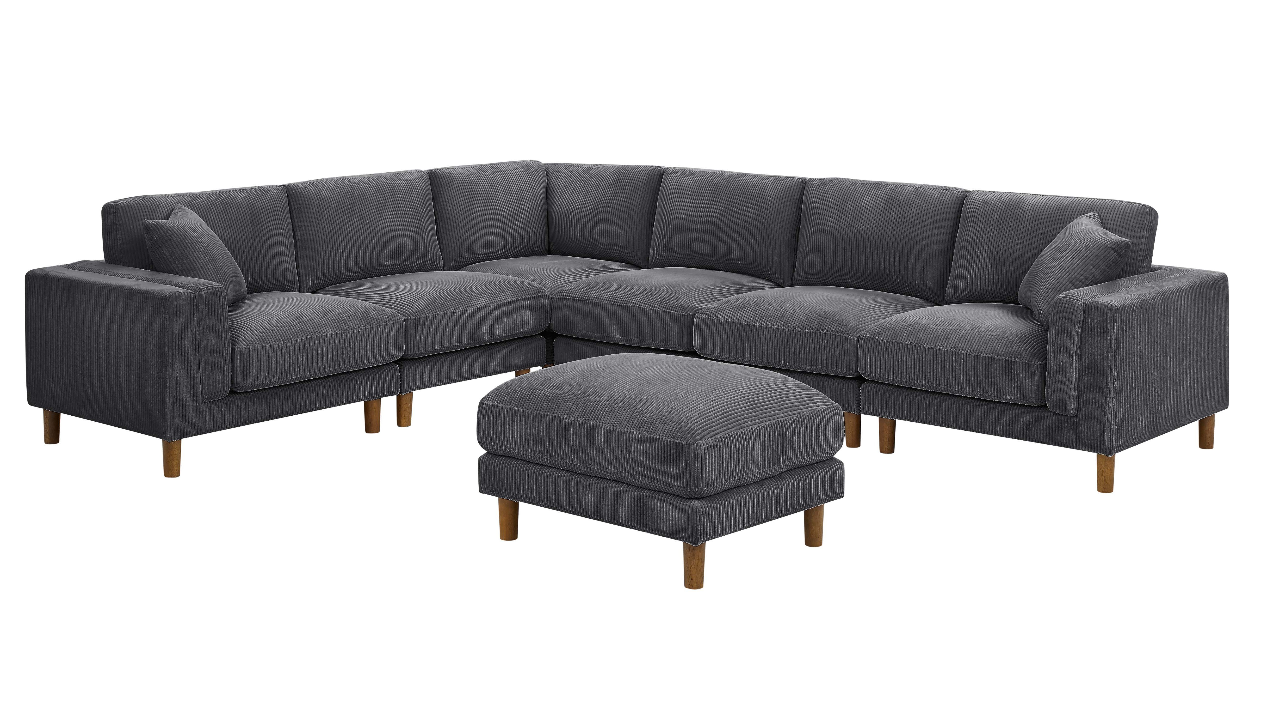 Latitude Run® Morgandy 132.5" Wide Reversible Modular Corner Sectional ...