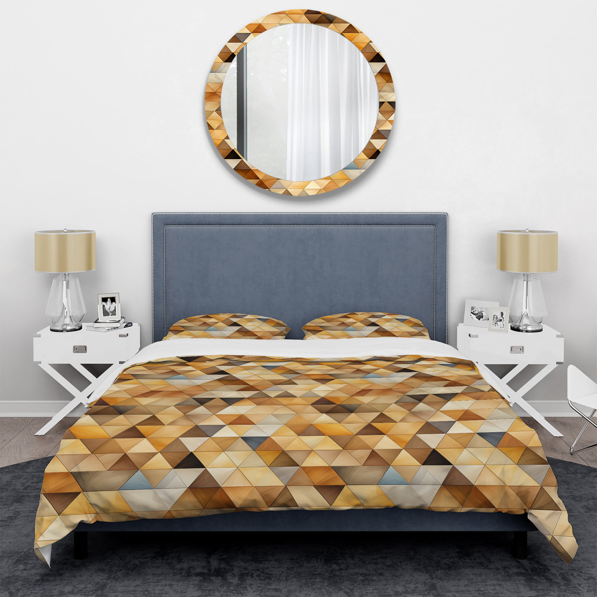 Design Art Beige And Brown Rustic Triangle Vision - Geometric Duvet ...