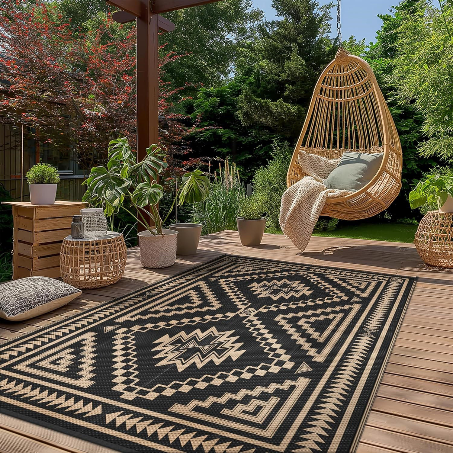 Union Rustic Outdoor Rug For Patio Clearance,5 X 8 Waterproof Plastic ...